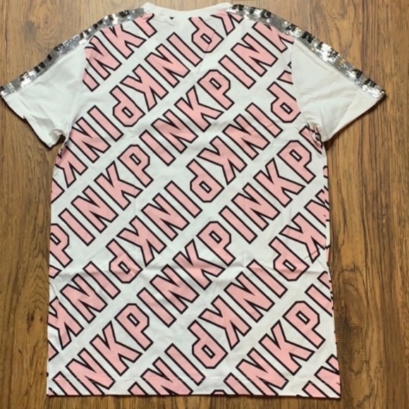 PINK Victoria's Secret | Tops | Vs Pink Bling Campus Short Sleeve Tee ...
